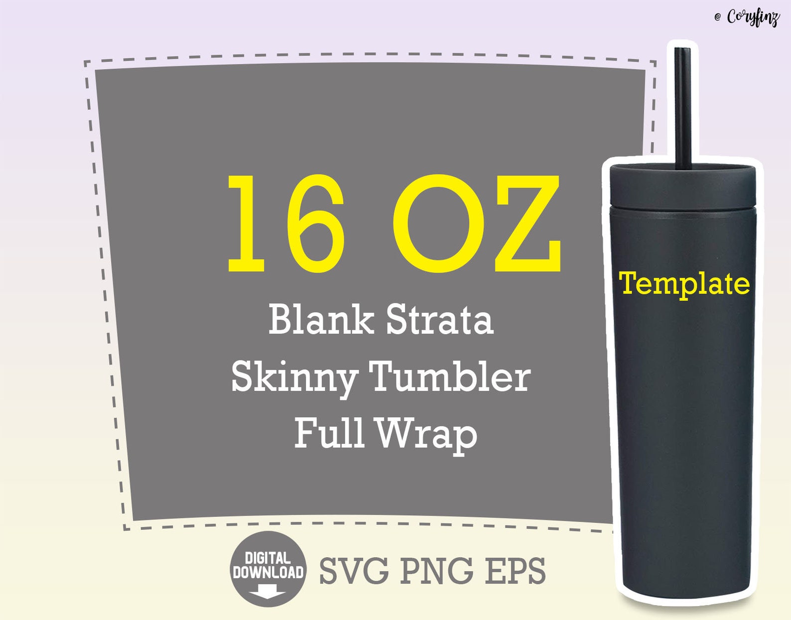 Blank Strata Skinny Tumbler Full Wrap SVG Template for 16oz - Etsy