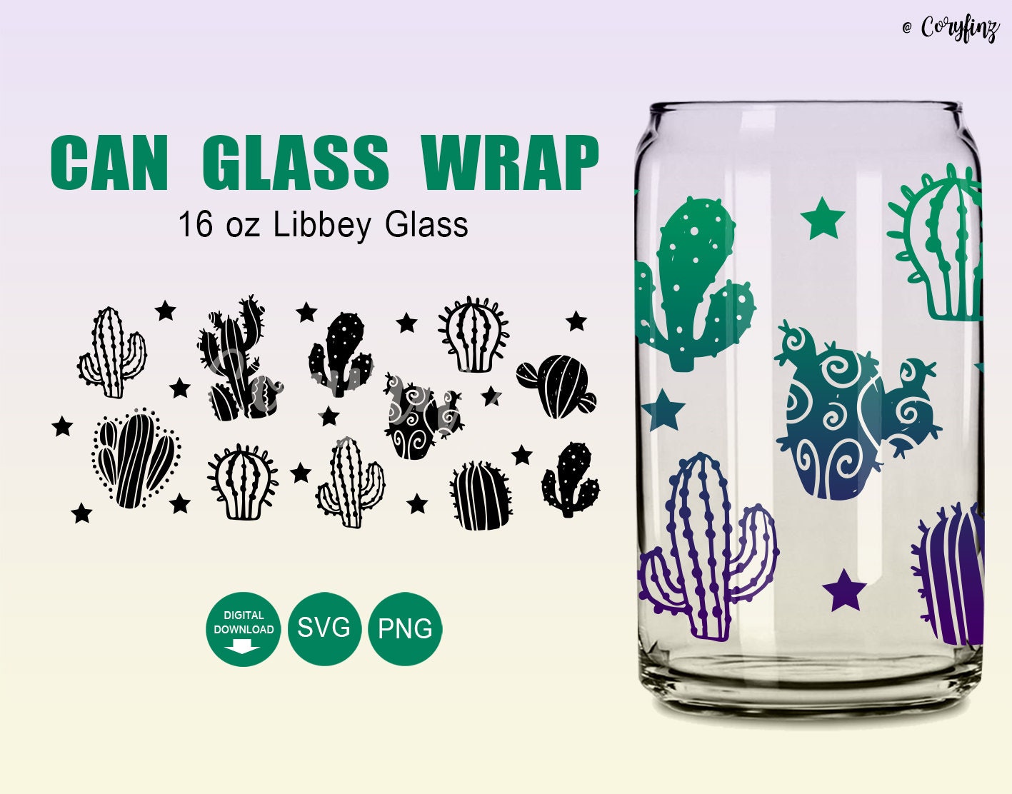 Cactus Glass Wrap Svg, 16oz Libbey Full Wrap Svg, Cactus SVG, Cactus ...