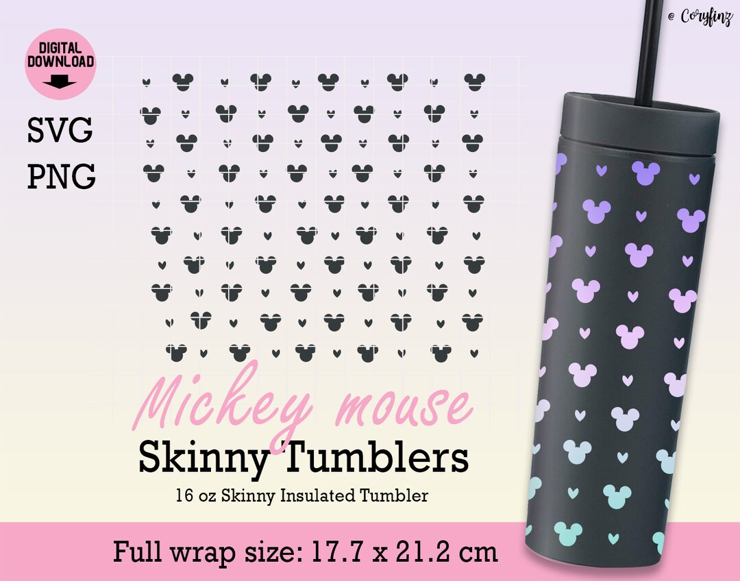 Mouse Strata Svg Full Wrap for Skinny Tumblers 16oz, Mickey Mouse Wrap ...