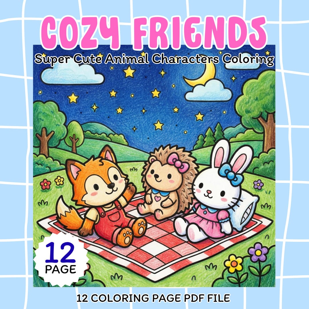Cute Cozy Friends Coloring Book | Kawaii Animal Printable Pages | Bold ...