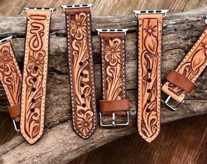 Custom Tooled Leather Apple Watchband - Etsy