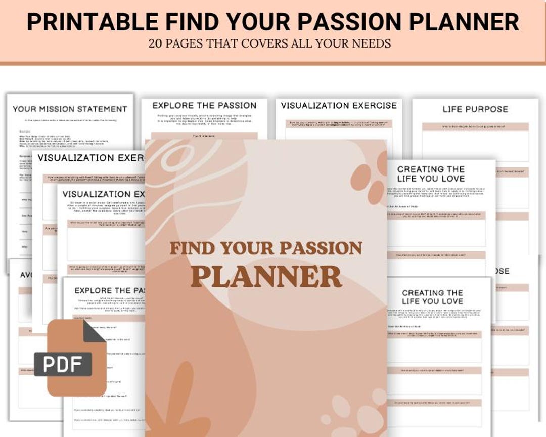 Find Your Passion Planner Printable | Life Purpose Workbook, Mission ...