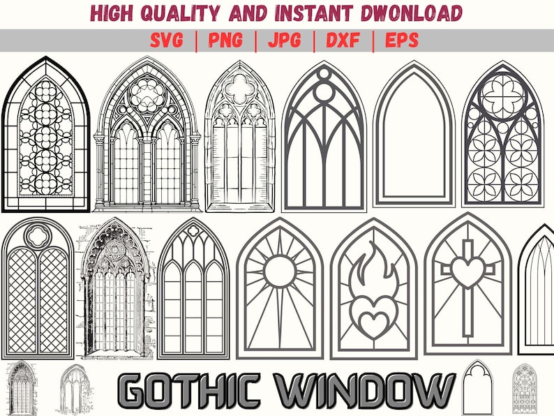Gothic Window SVG Bundle: Cut Files for Cricut (digital Download) - Etsy