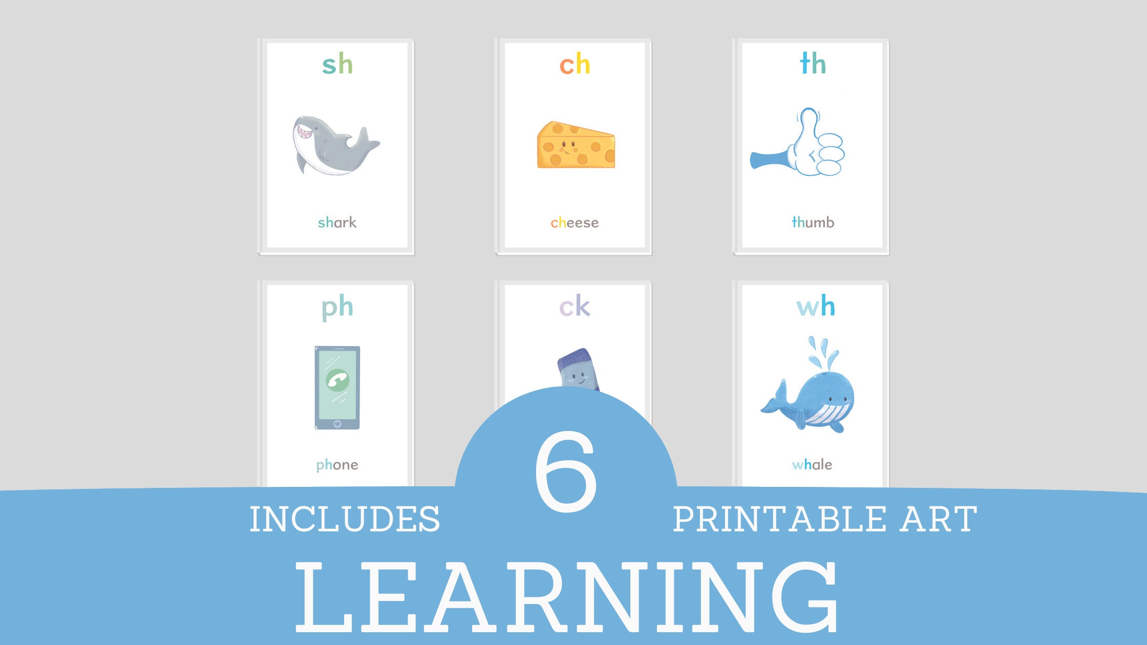Educational Prints, Set of 6 Digraph Poster, Classroom Decor ...