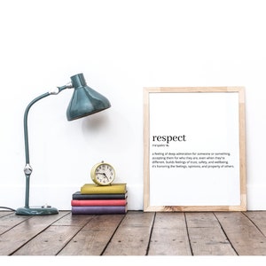 Respect Definition Printable Wall Art, Respect Poster, Respect Quote ...