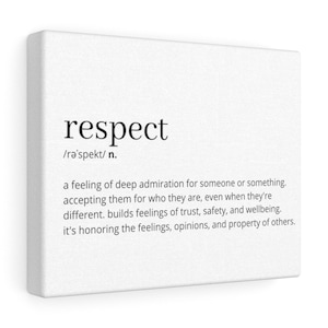 Respect Definition Printable Wall Art, Respect Poster, Respect Quote ...