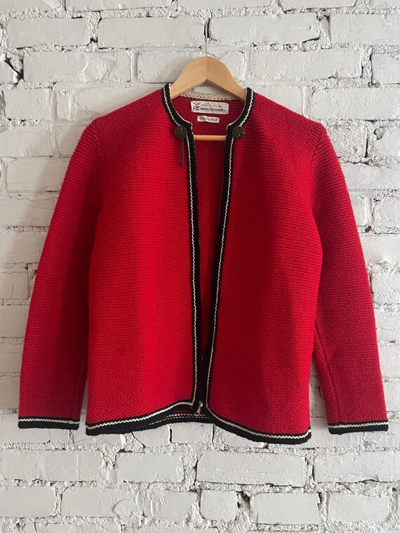 1950s Vintage Red Wool Sweater Germany - Gem