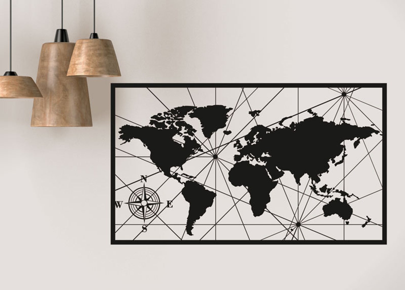 World Map Wall Art Cnc Dxf Vectorel Cutting File Ready for - Etsy