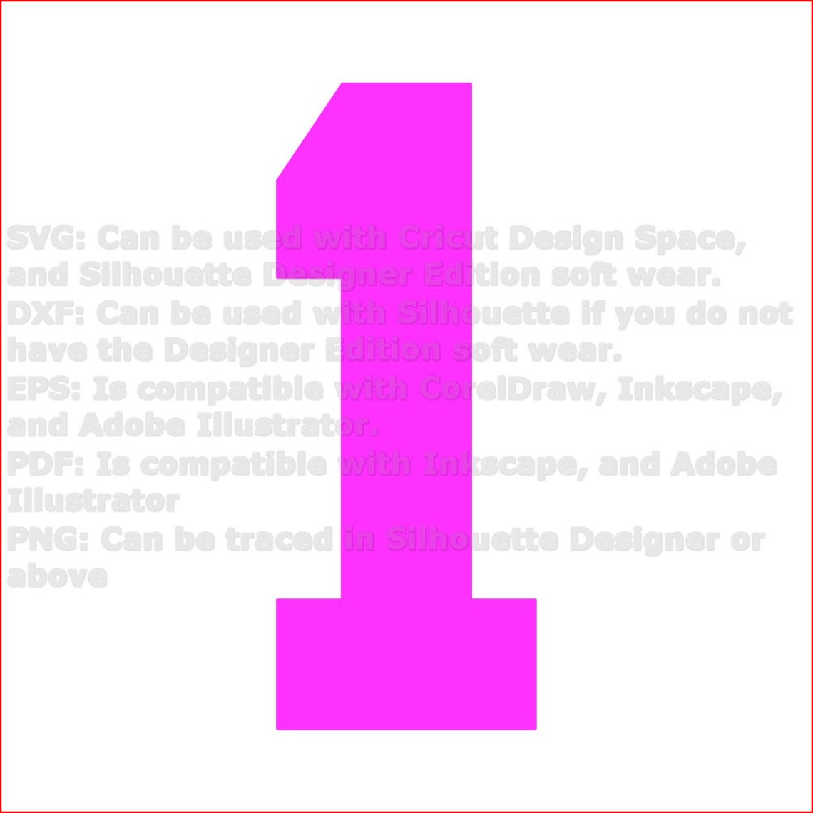 Number 1 Silhouette Svg Cricut Cut File Digital Download | Etsy
