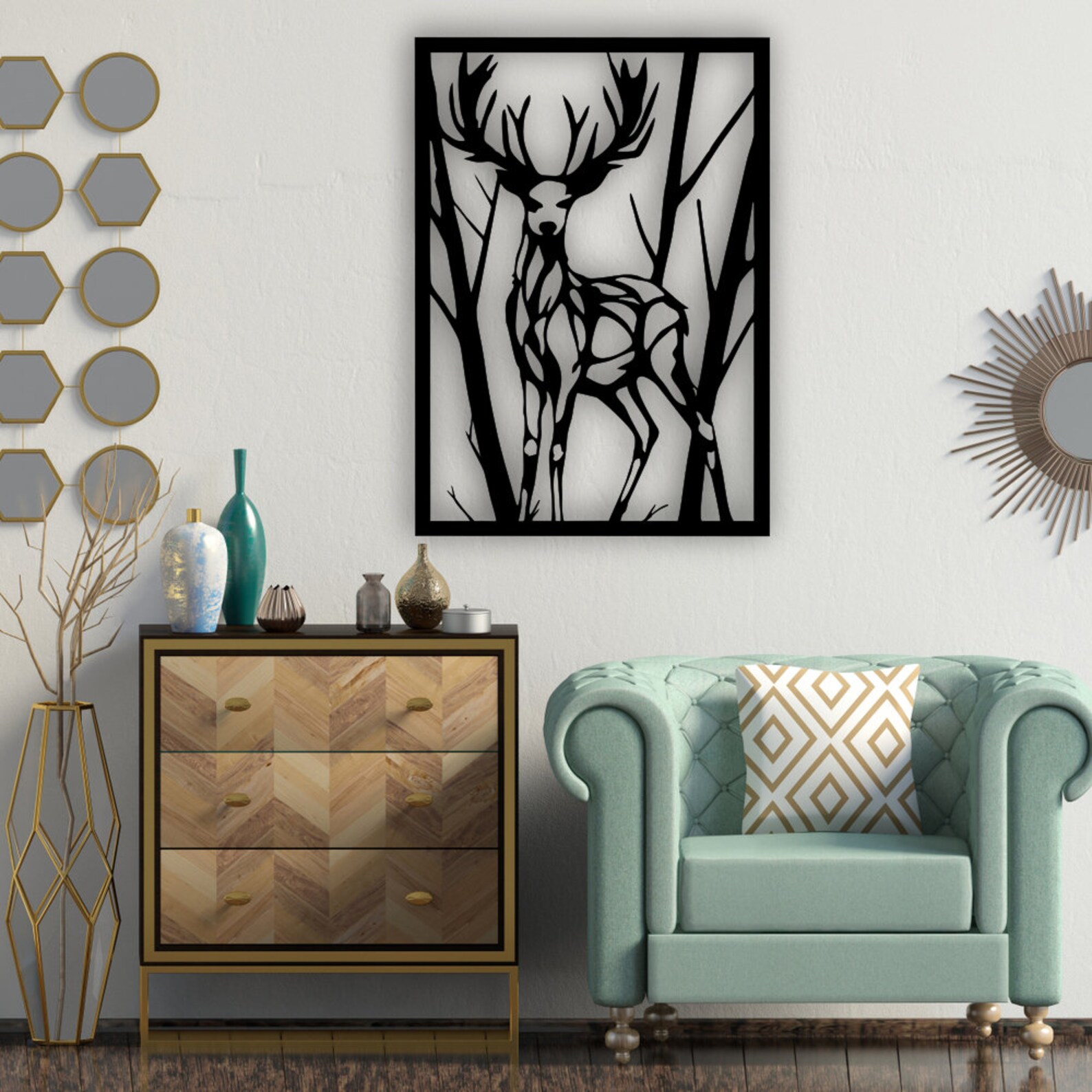 Deer Metal Wall Art Cnc Dxf Vectorel Cutting File Ready for | Etsy