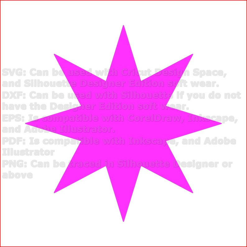 Eight Point Star Silhouette Svg Cricut Cut File Digital | Etsy
