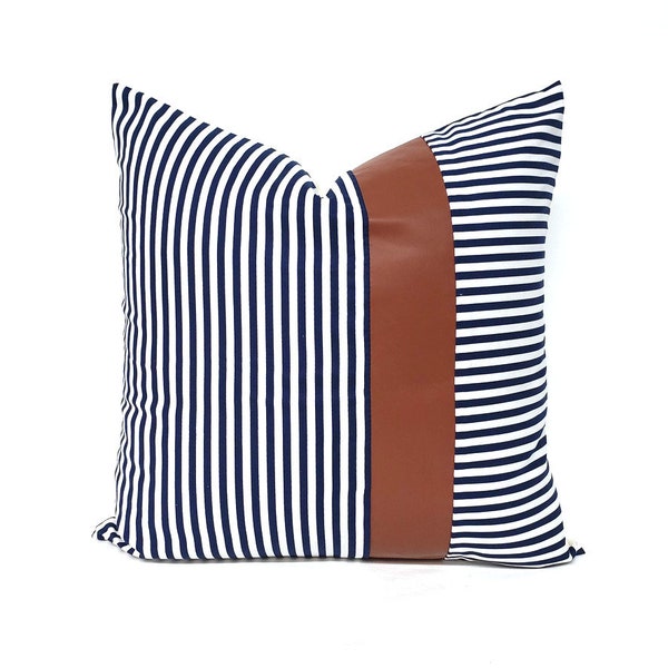 Leather Stripe Pillow - Etsy