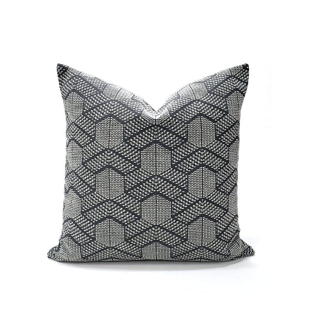 Graphite Geo Chenille Pillow Cover, Woven Decorative Pillow, USA Made ...