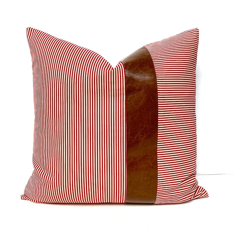 Leather Stripe Pillow - Etsy