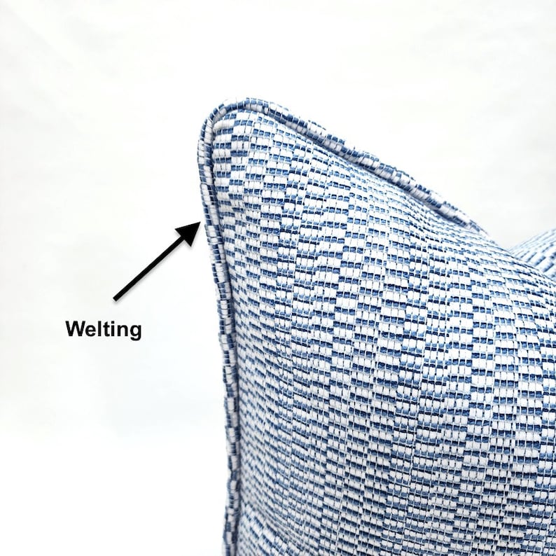 Blue Woven Chenille Pillow Cover With Welting, Made in USA - Etsy