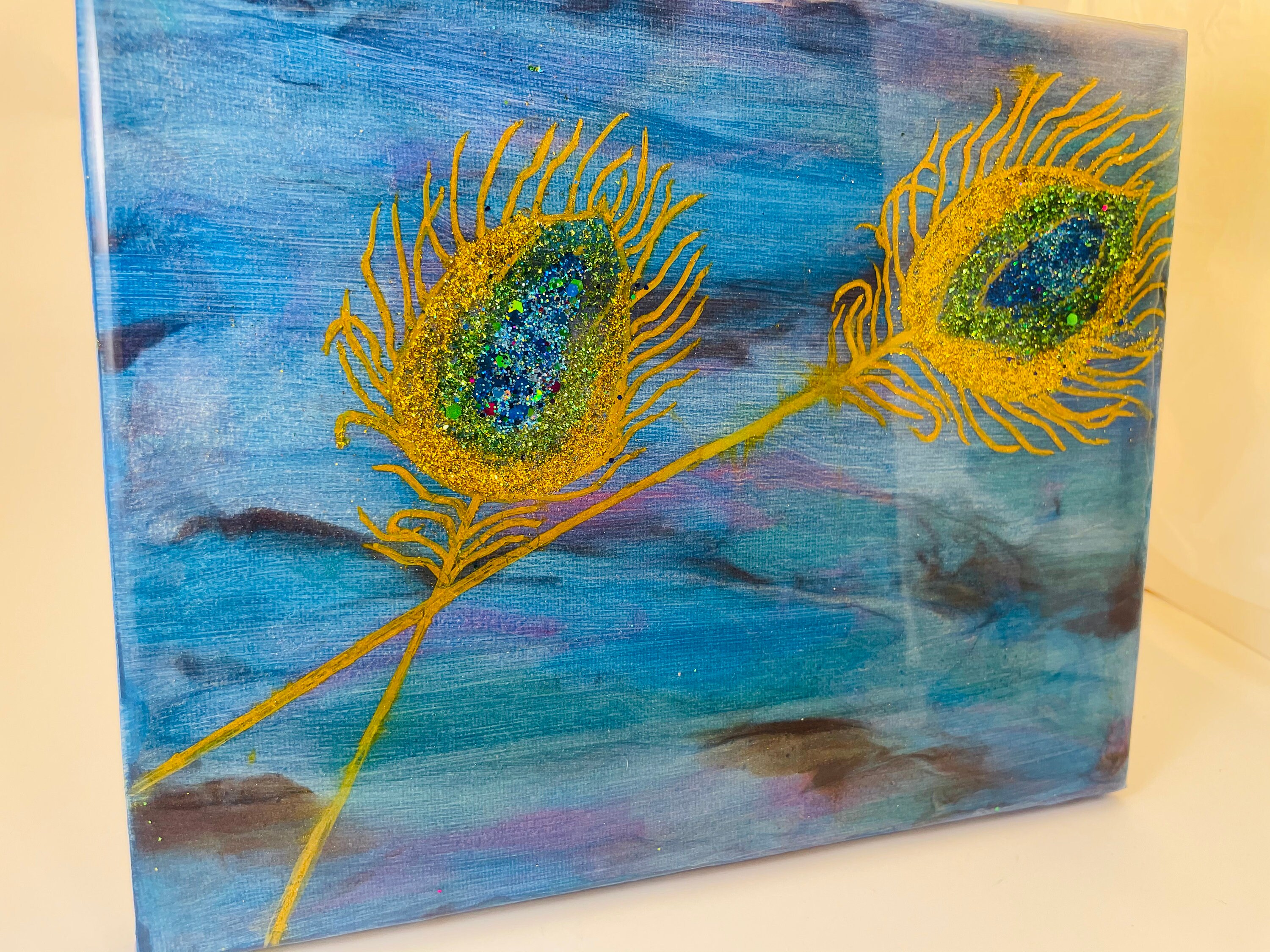 Double Peacock Feather “painting” - Etsy