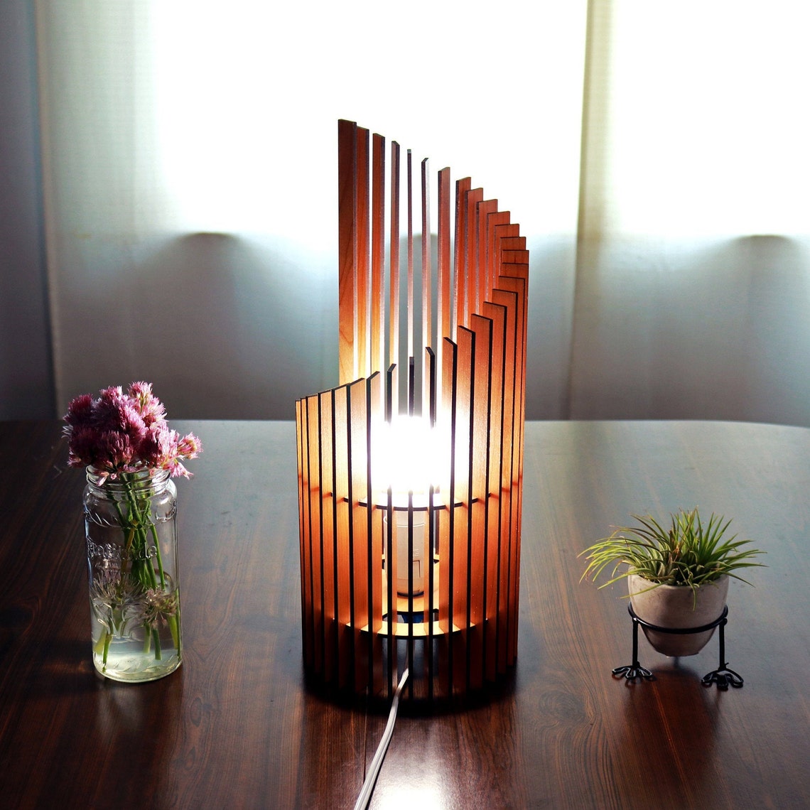 Wood Spiral Lamp laser Cut SVG Digital File and Instructions | Etsy