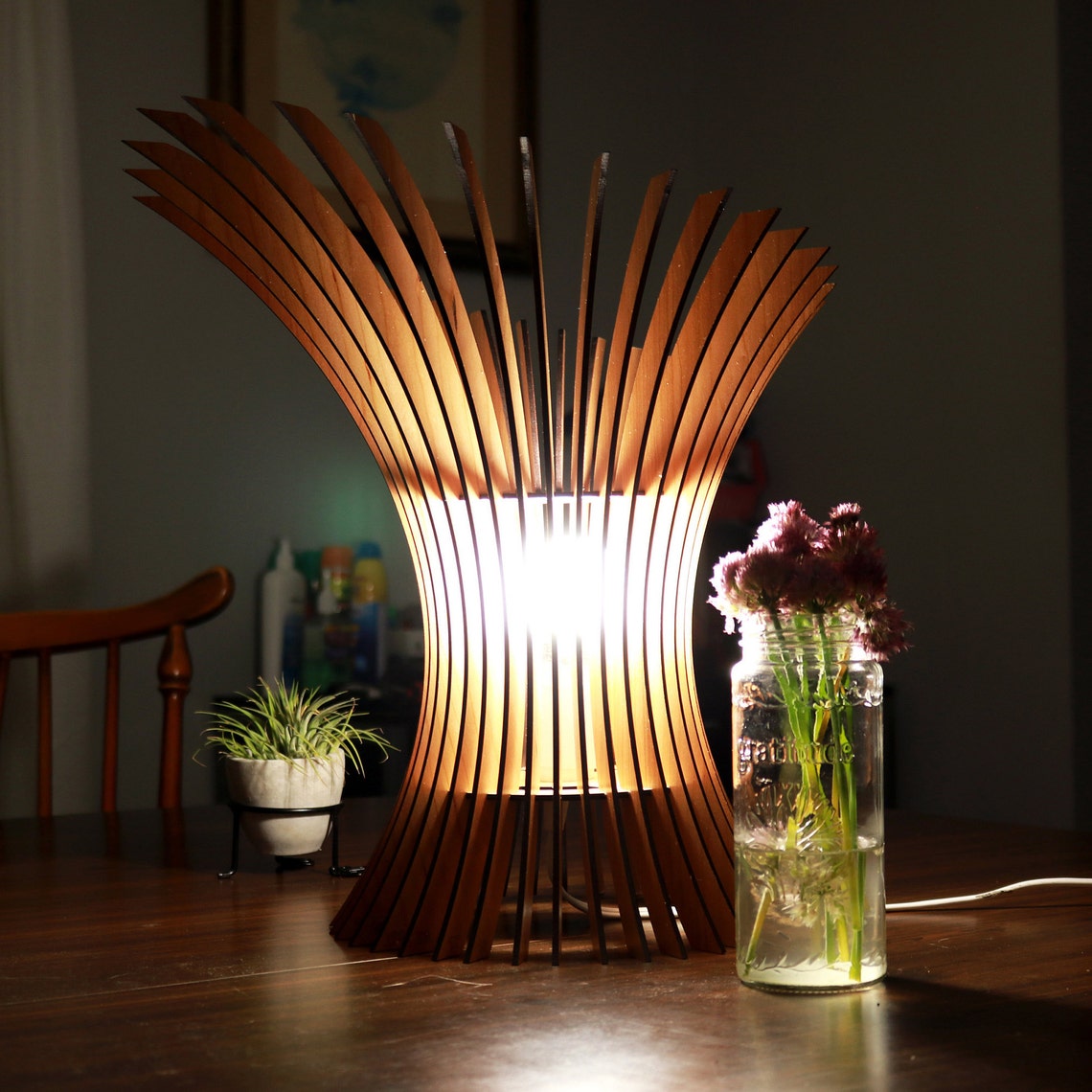 Wood Shell Lamp laser Cut SVG Digital File and Instructions - Etsy