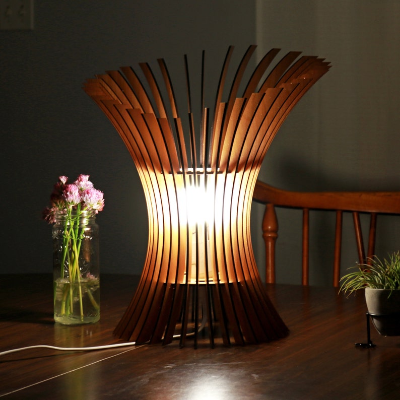 Wood Shell Lamp laser Cut SVG Digital File and Instructions - Etsy