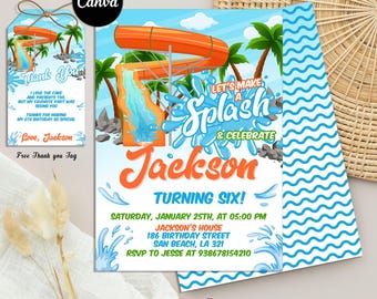 Editable Water Slide Invitation, Water Slide Party Invite, Instant ...