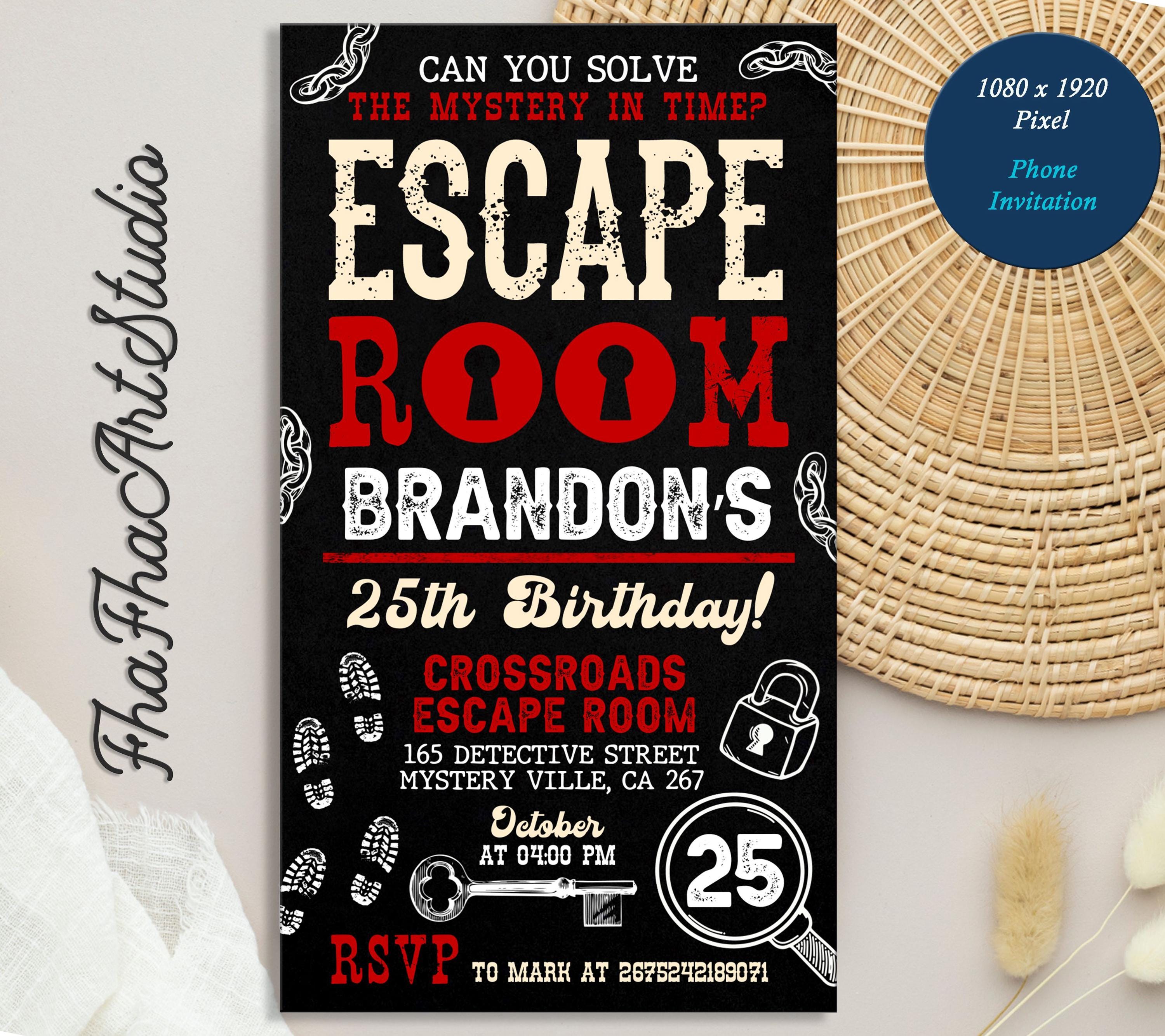 Escape Room Birthday Party Invitation, Digital Birthday Invitation ...