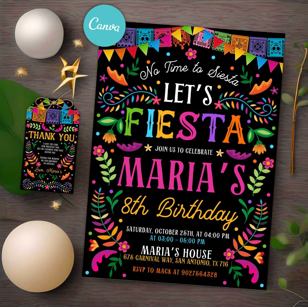 Editable Fiesta Invitation, Fiesta Birthday Party Invitation, Mexican ...