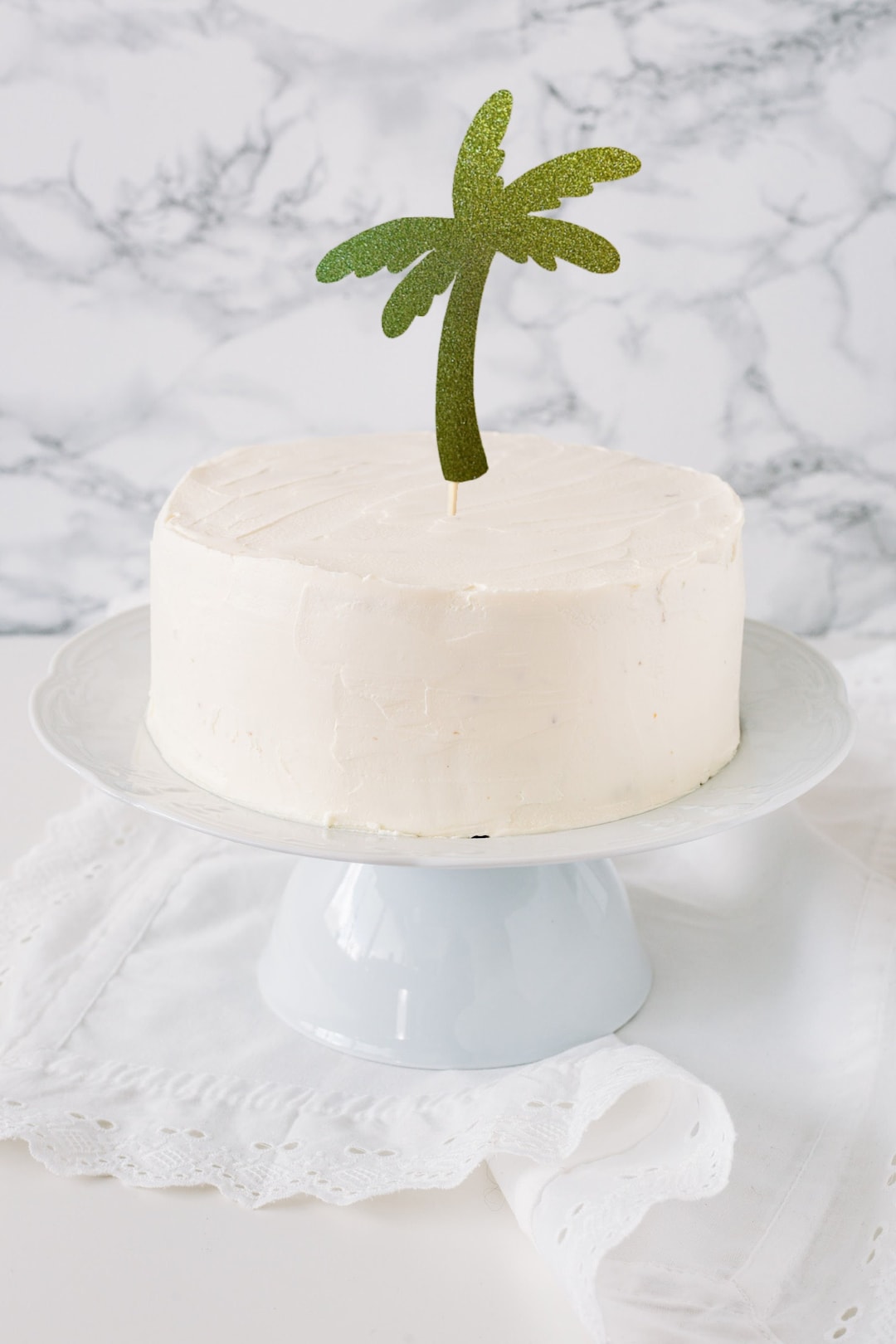 Green Palm Tree Glitter Cake Topper, Summer Birthday, Cake Decorations ...