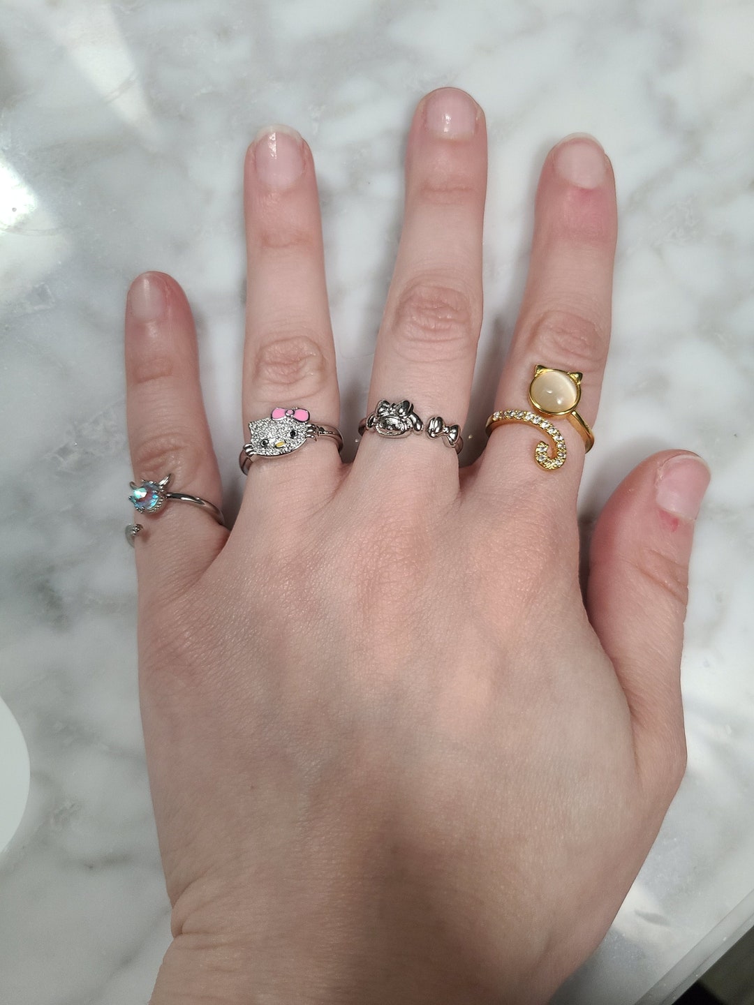 Sanrio Character Theme Rings Hello Kitty Kuromi Cinnamoroll Gifts for ...