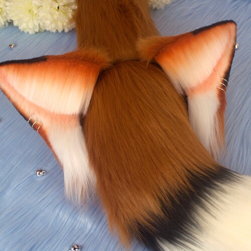 Realistic Red Fox Ears and Tail Faux Fur Cosplay Petplay | Etsy