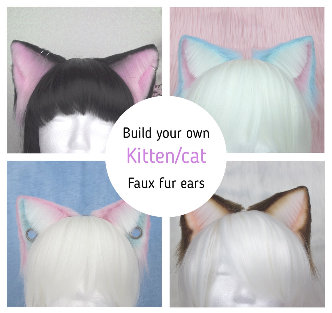 Build Your Own Kitten / Cat Faux Fur Ears Custom Faux Fur | Etsy