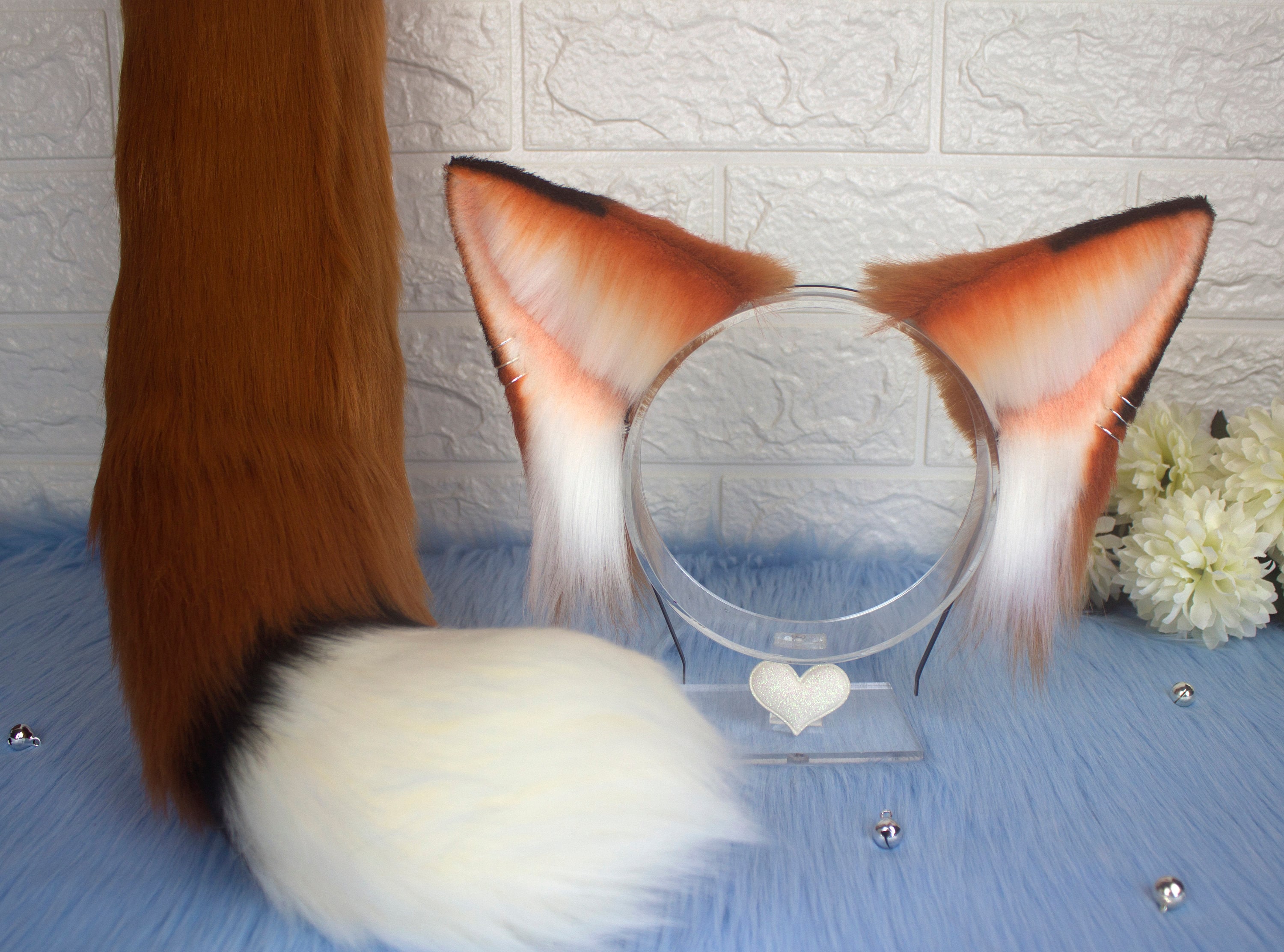 Realistic Red Fox Ears and Tail Faux Fur Cosplay Petplay - Etsy