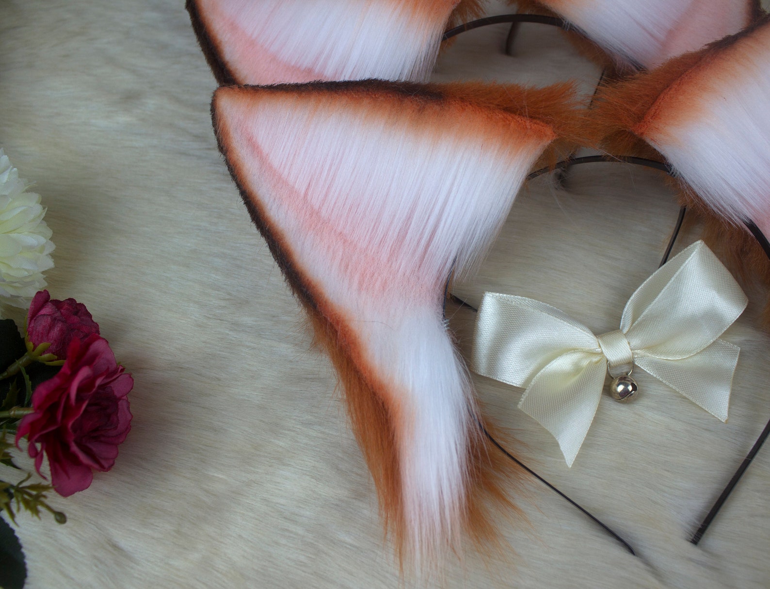 Realistic Red Fox Ears and Tail Faux Fur Cosplay Petplay - Etsy