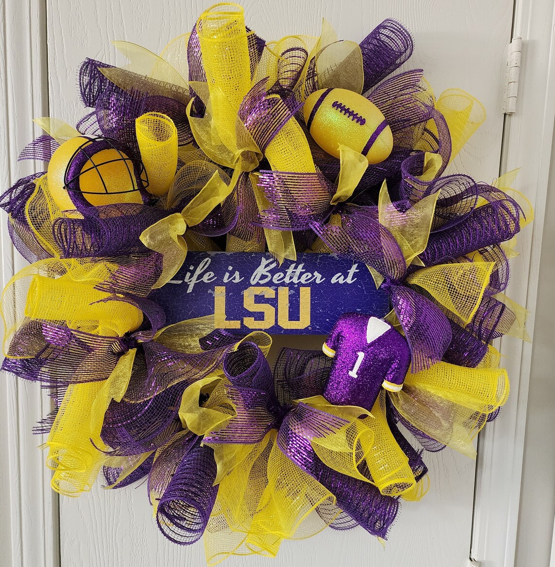LSU Deco Mesh Wreath - Etsy