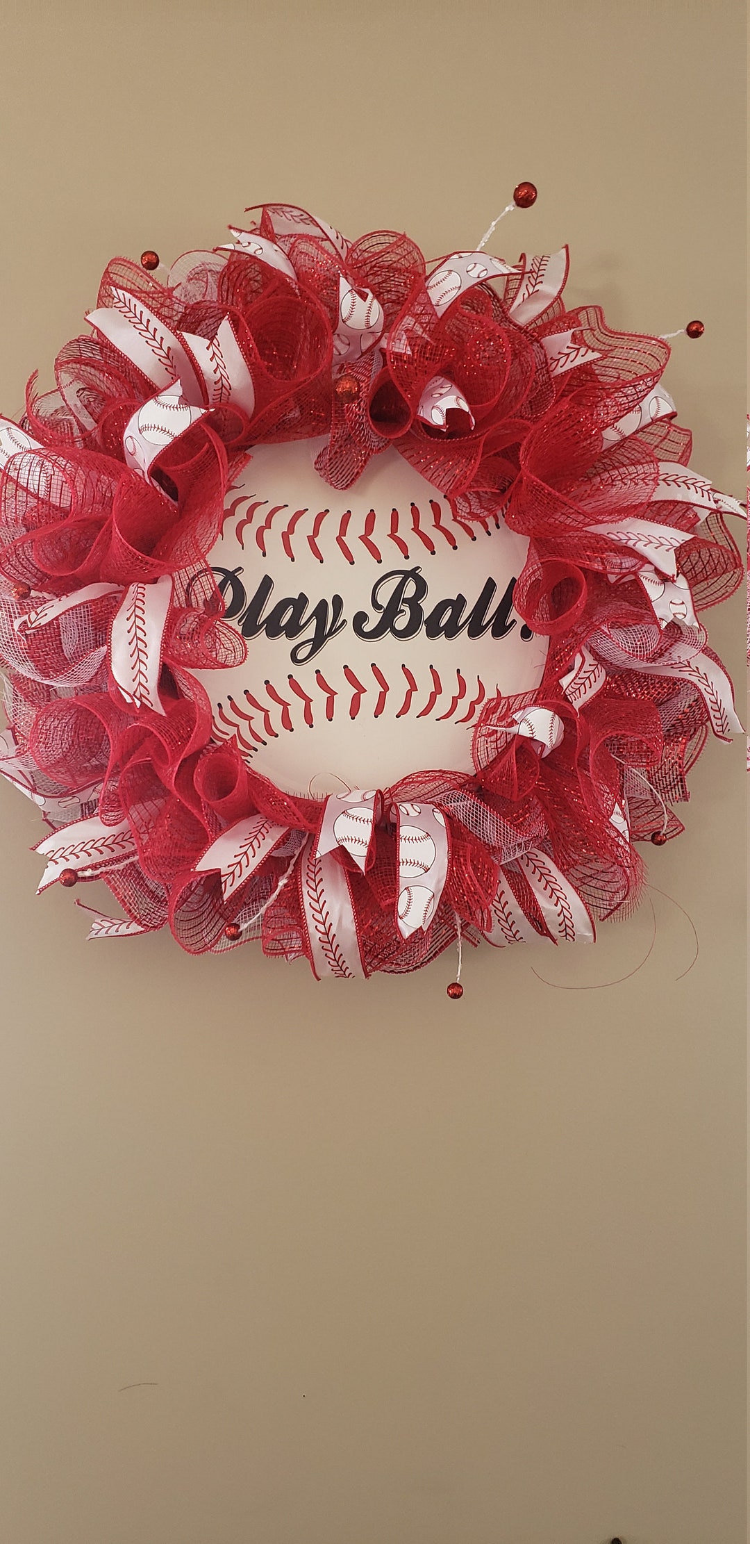 Baseball/softball Inspired Deco Mesh Wreath - Etsy Israel