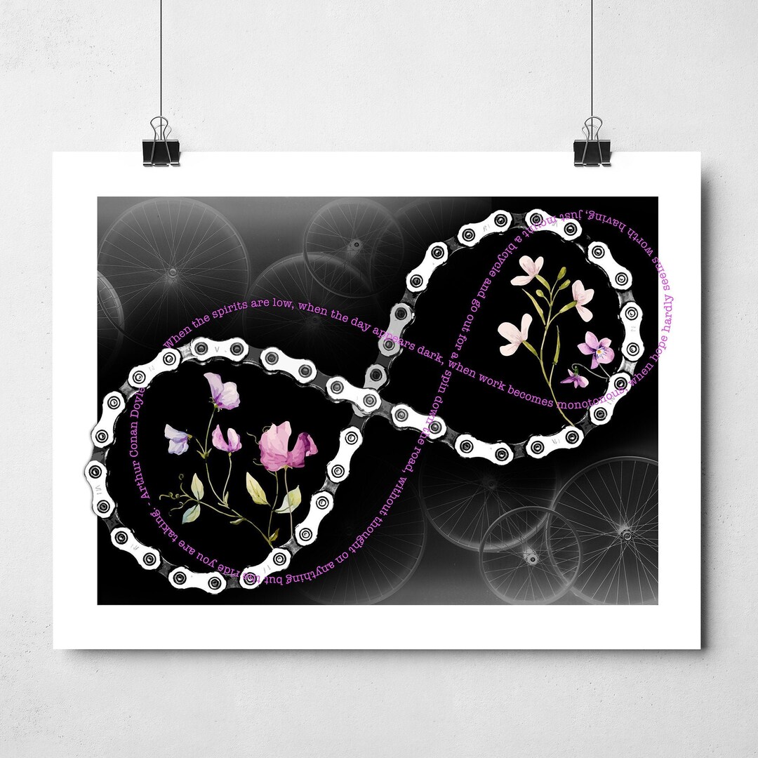 Cycling Print - Bike Chain Infinity Symbol With Inspirational Quote ...