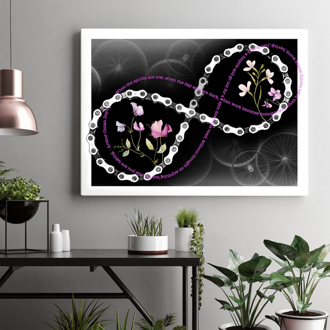 Cycling Print - Bike Chain Infinity Symbol With Inspirational Quote ...