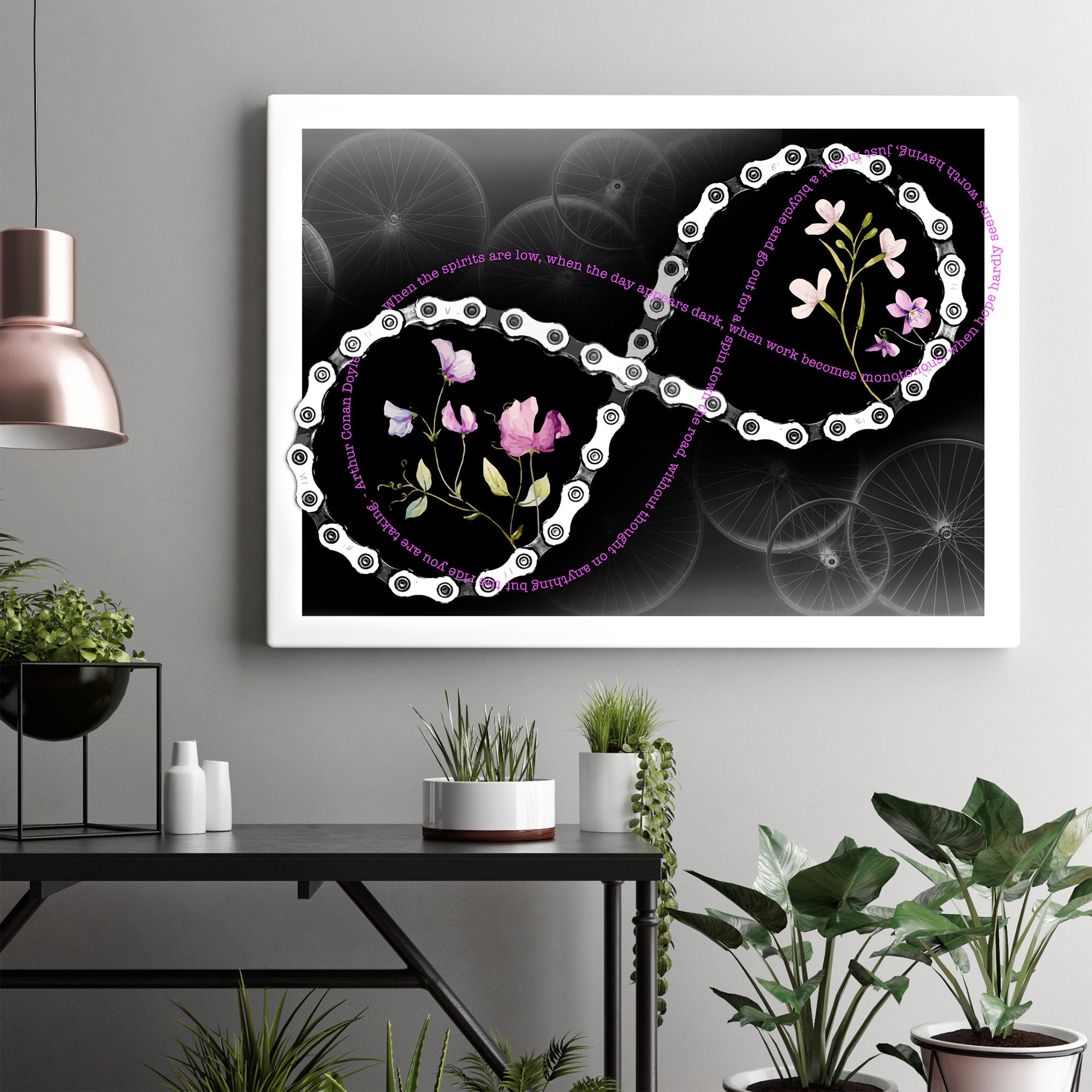 Cycling Print - Bike Chain Infinity Symbol With Inspirational Quote ...