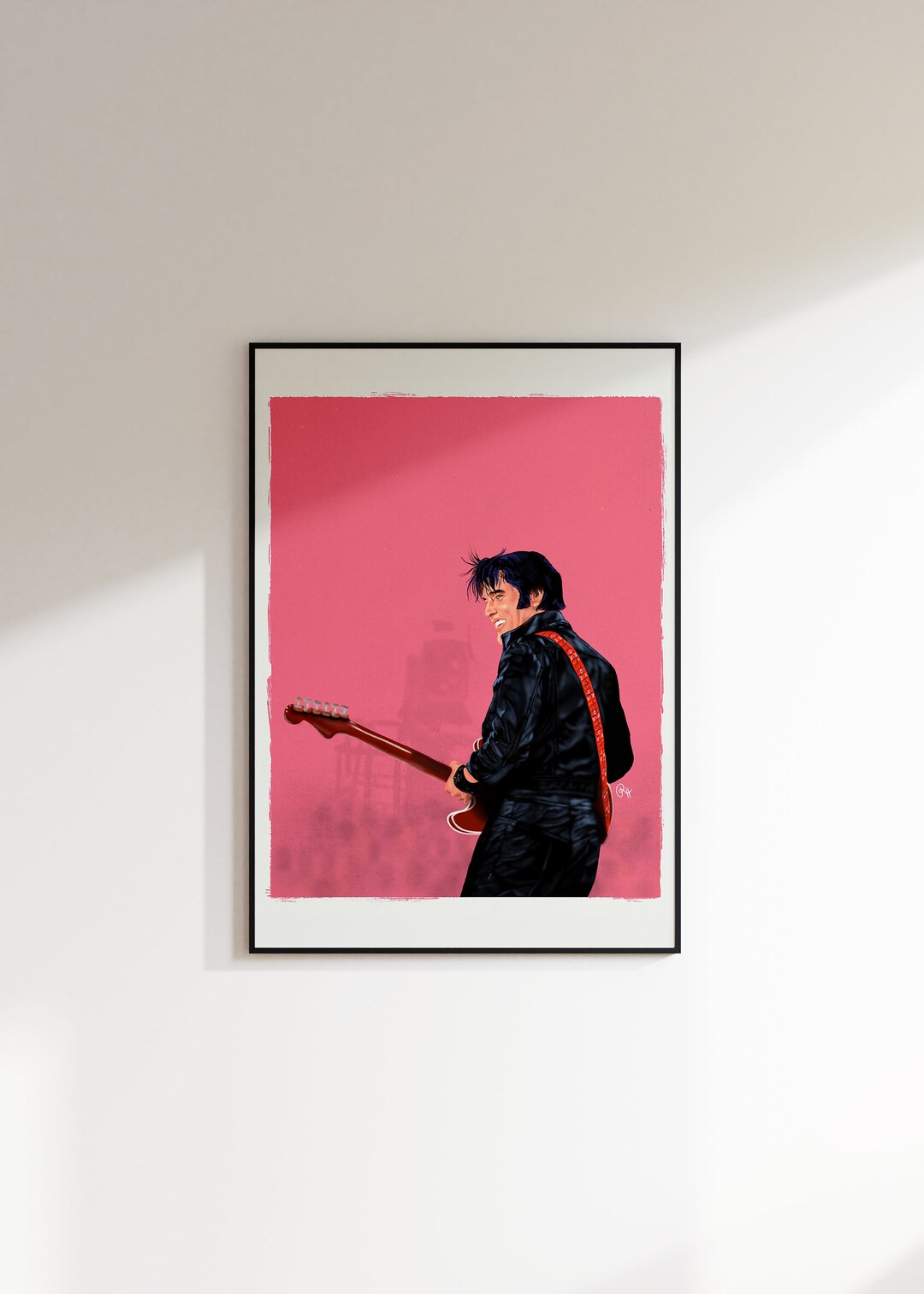 Elvis Presley Art Print | Office Print | Pink Print | Wall Art | Wall ...