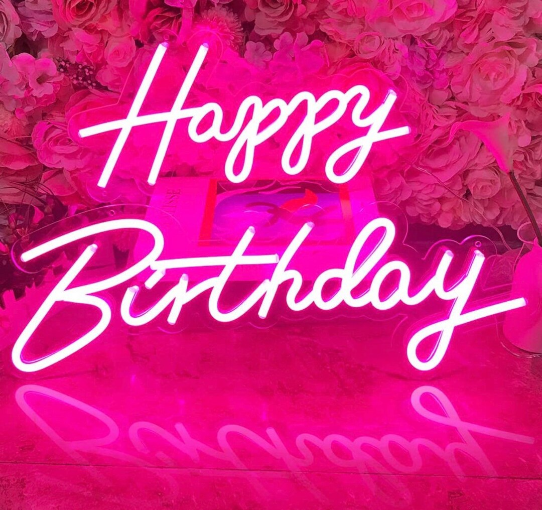 Happy Birthday Pink Neon Sign Bar Sign Birthday Neon Led Neon Light ...