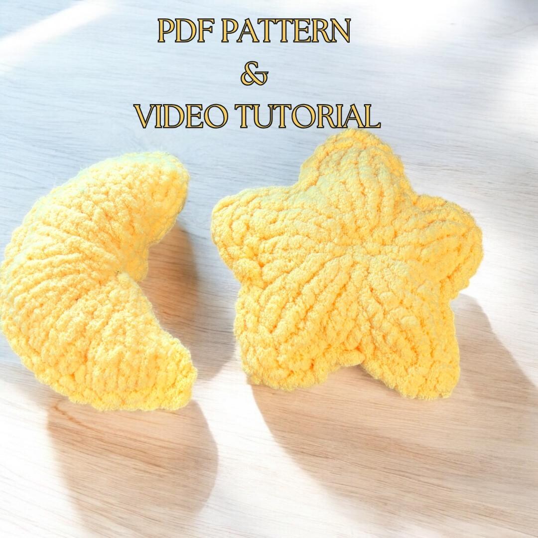 Finger Knit Star & Moon Pillow Pattern – Chunky Decor (PDF Guide) - Etsy UK
