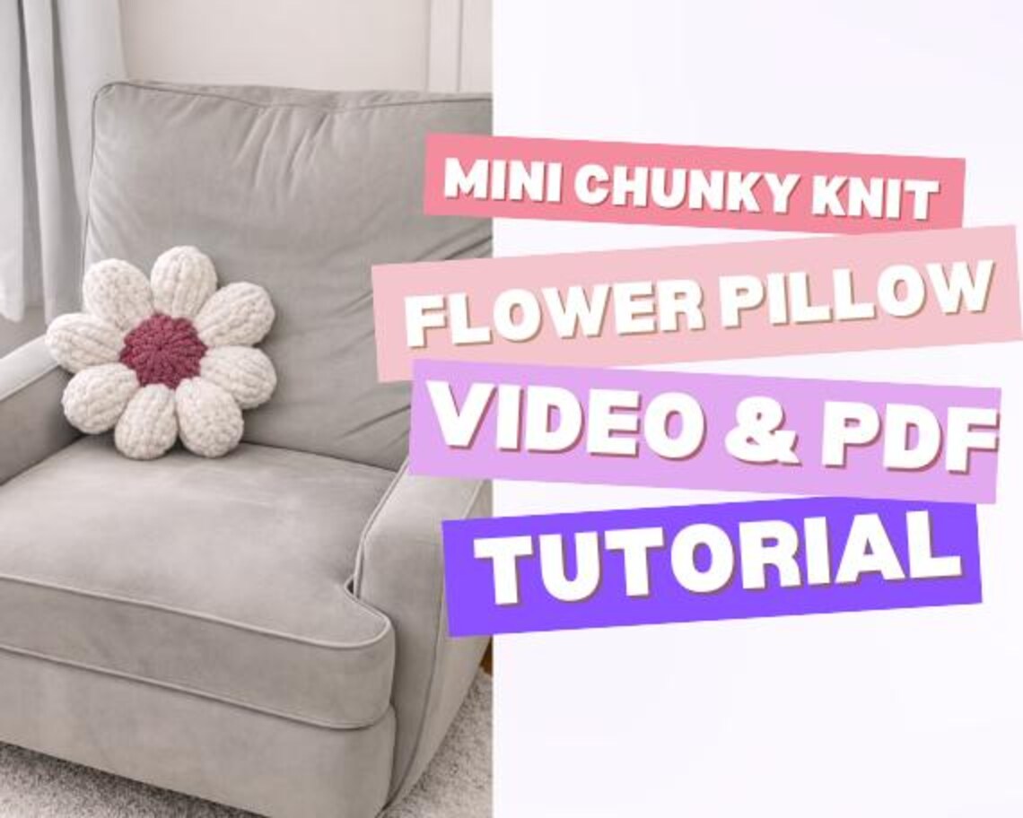 Finger Knit Chunky MINI Flower Pillow Tutorial- Pattern, Teen Decor ...