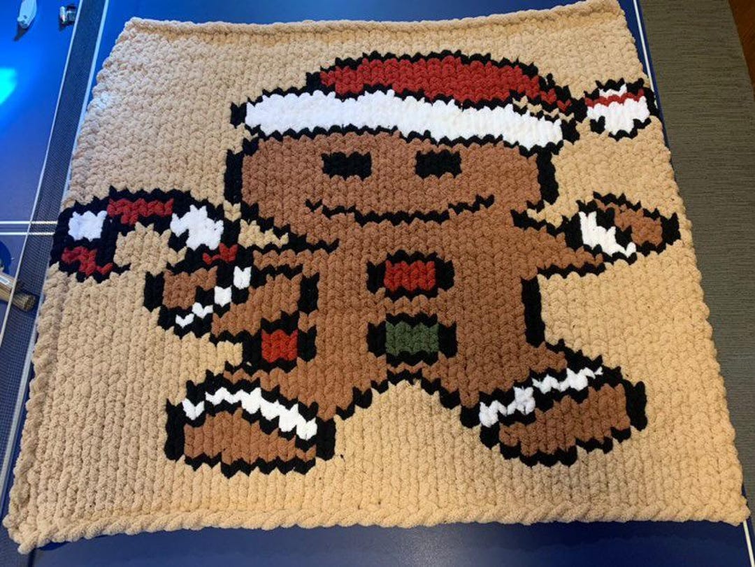 Gingerbread Christmas Chunky Knit Blanket Pattern/ Hand Knitting ...