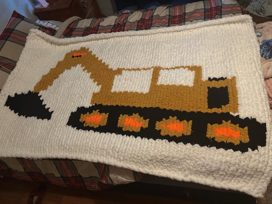 Excavator Chunky Knit Blanket Pattern/ Hand Knitting/ Finger Knitting ...