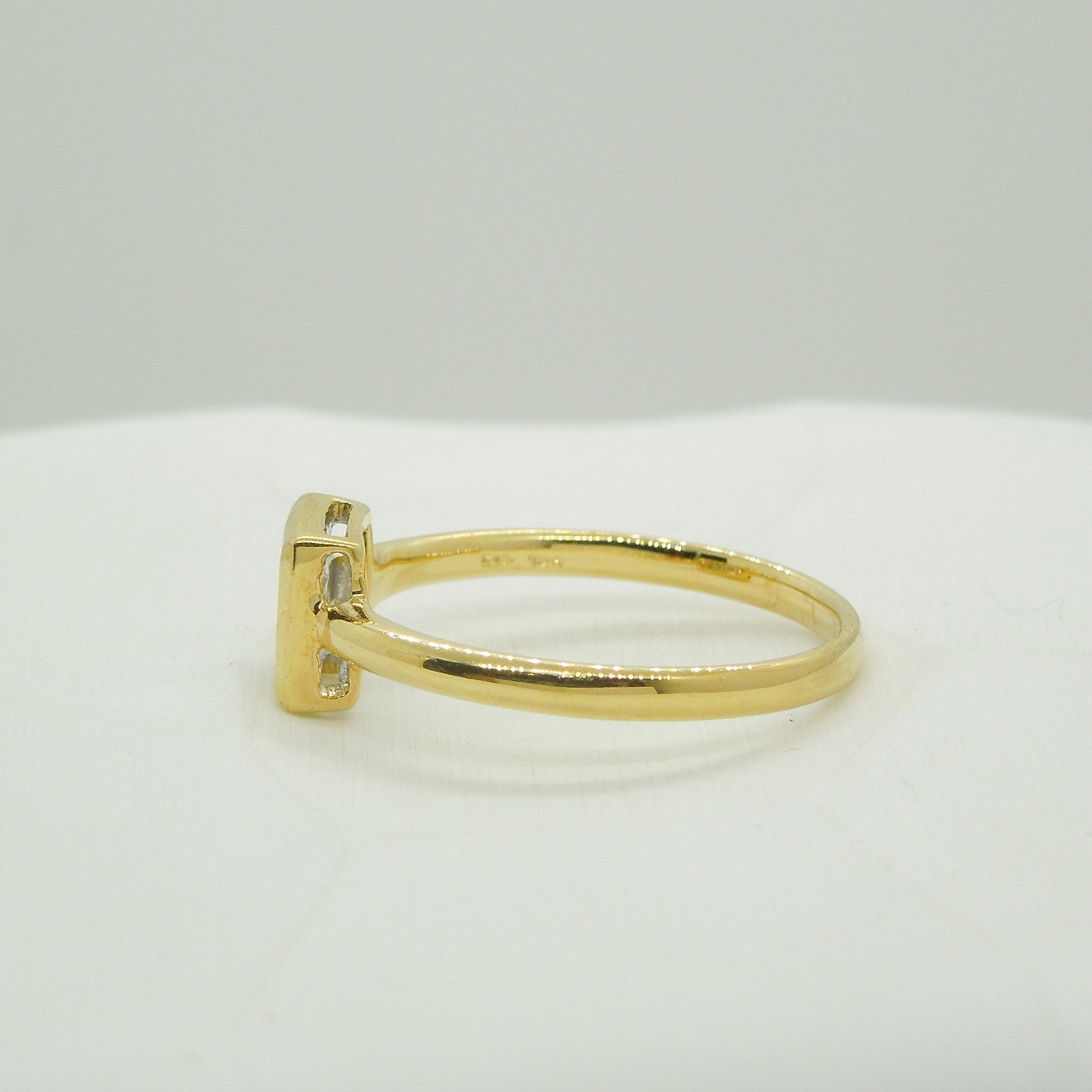 Invisible Set Princess Cut Diamond Ring, 18K Yellow Gold Bezel ...