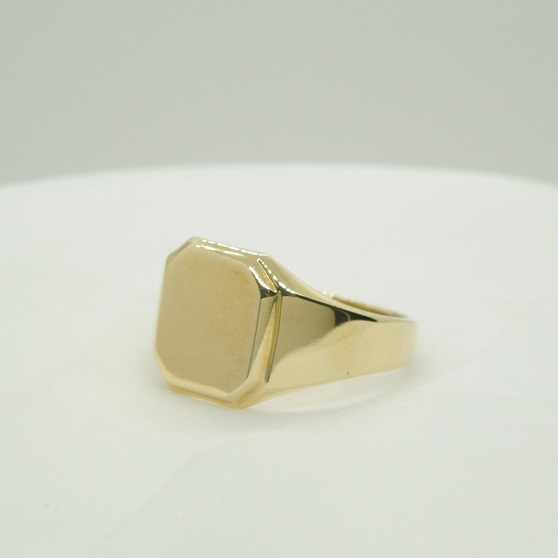 14K Yellow Gold Octagon Signet Ring, Octagon Ring, Gold Signet Ring ...