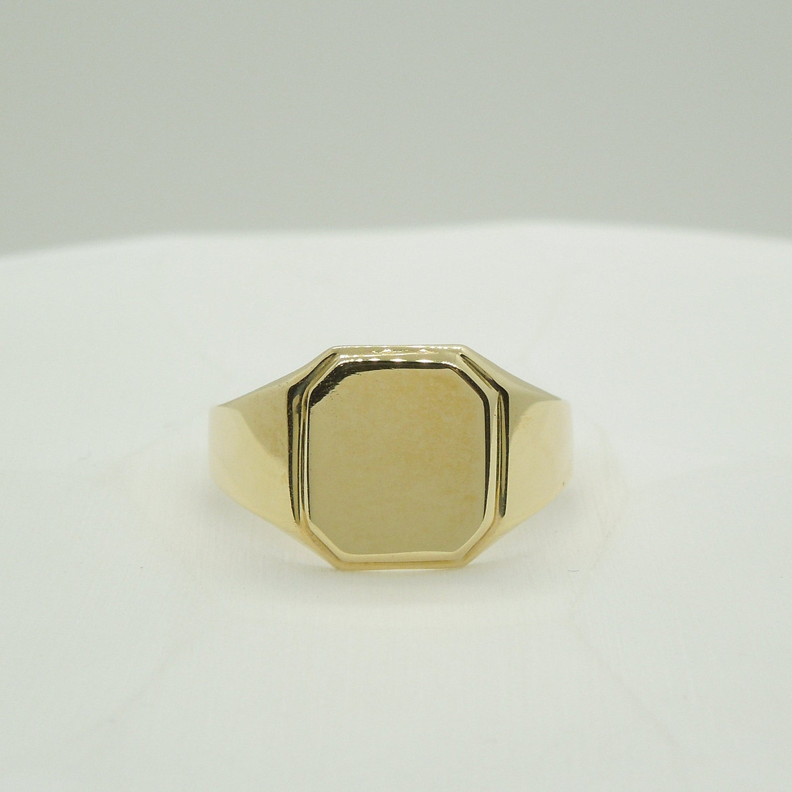 14K Yellow Gold Octagon Signet Ring, Octagon Ring, Gold Signet Ring ...