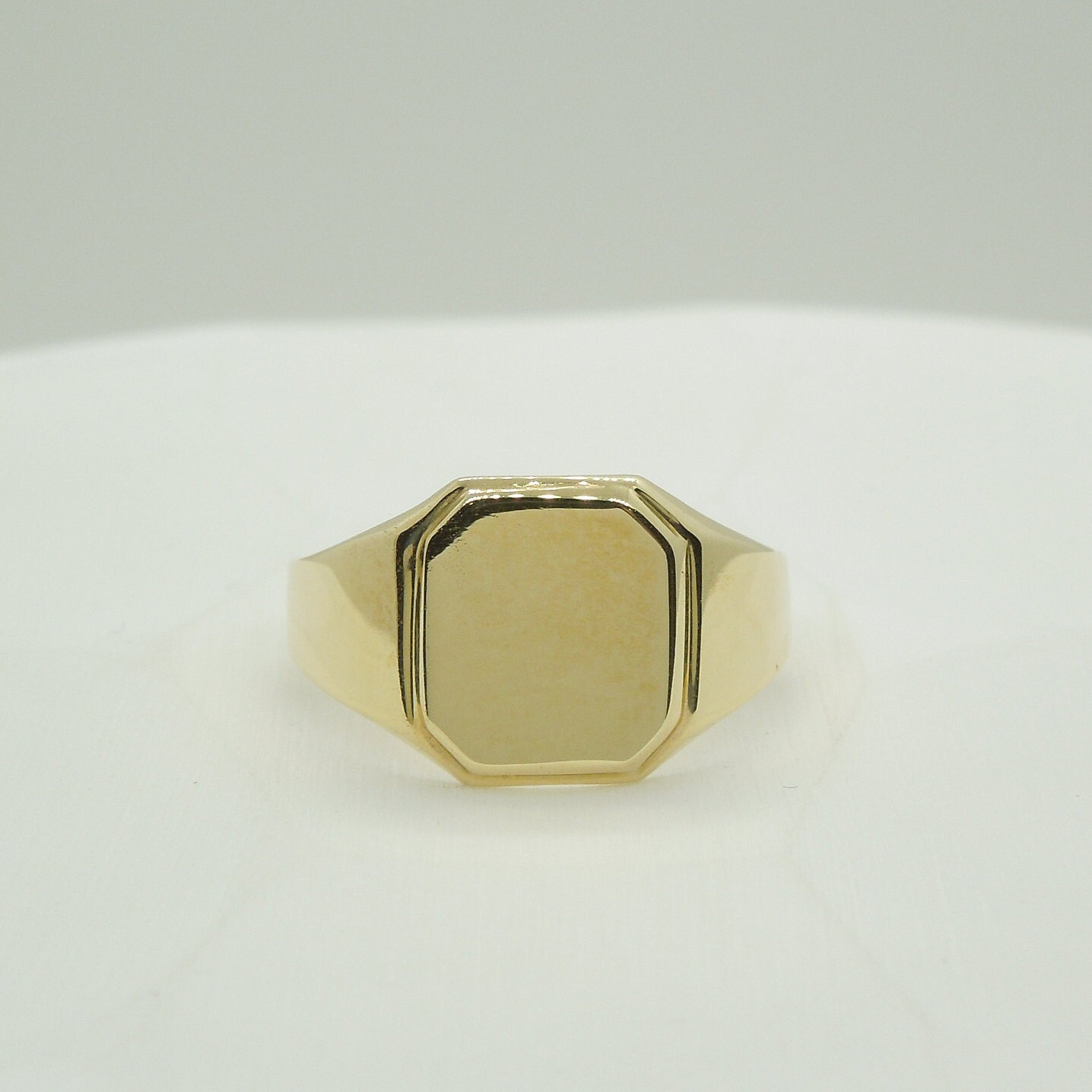 14K Yellow Gold Octagon Signet Ring, Octagon Ring, Gold Signet Ring ...