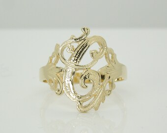 14k Initial Ring | Etsy