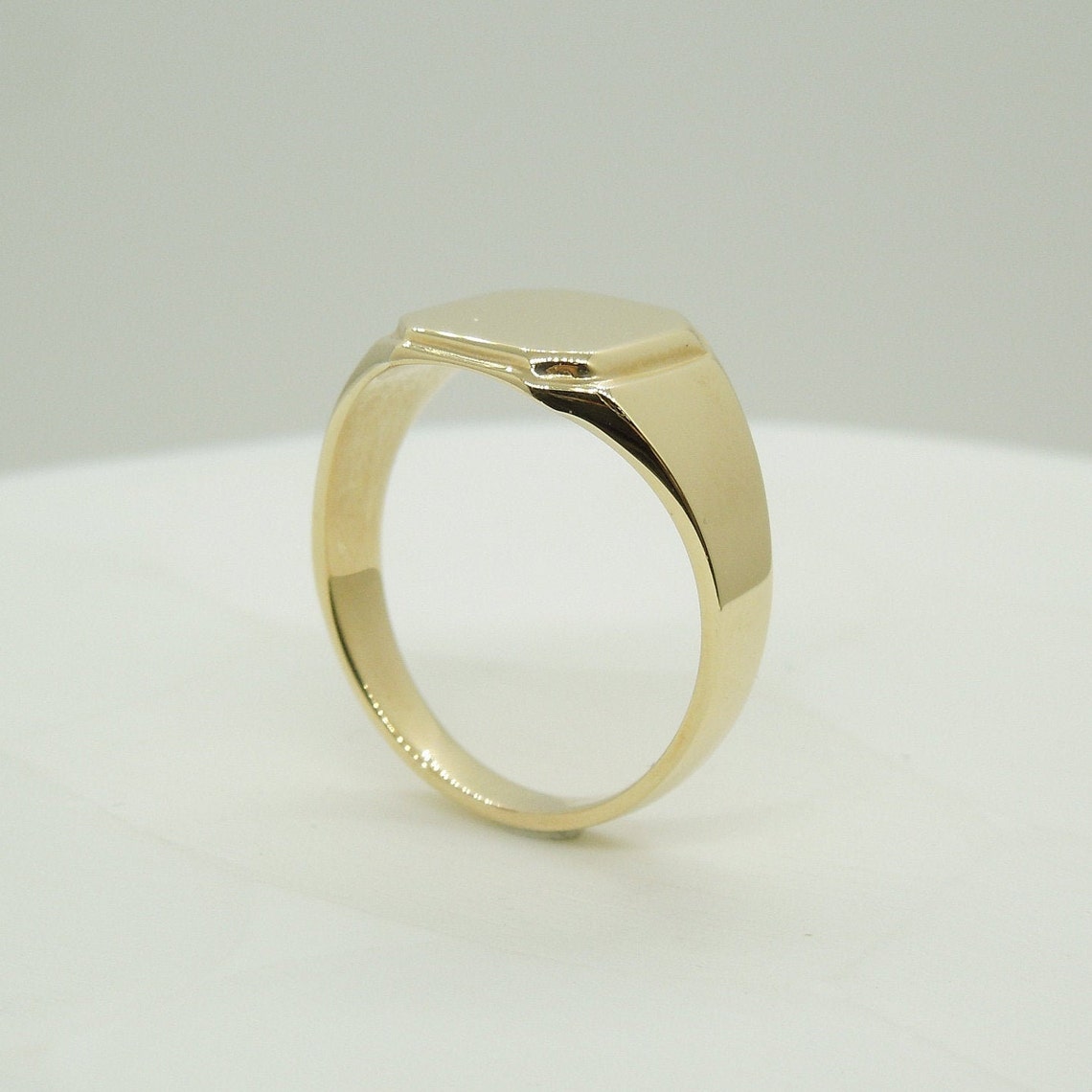 14K Yellow Gold Octagon Signet Ring, Octagon Ring, Gold Signet Ring ...