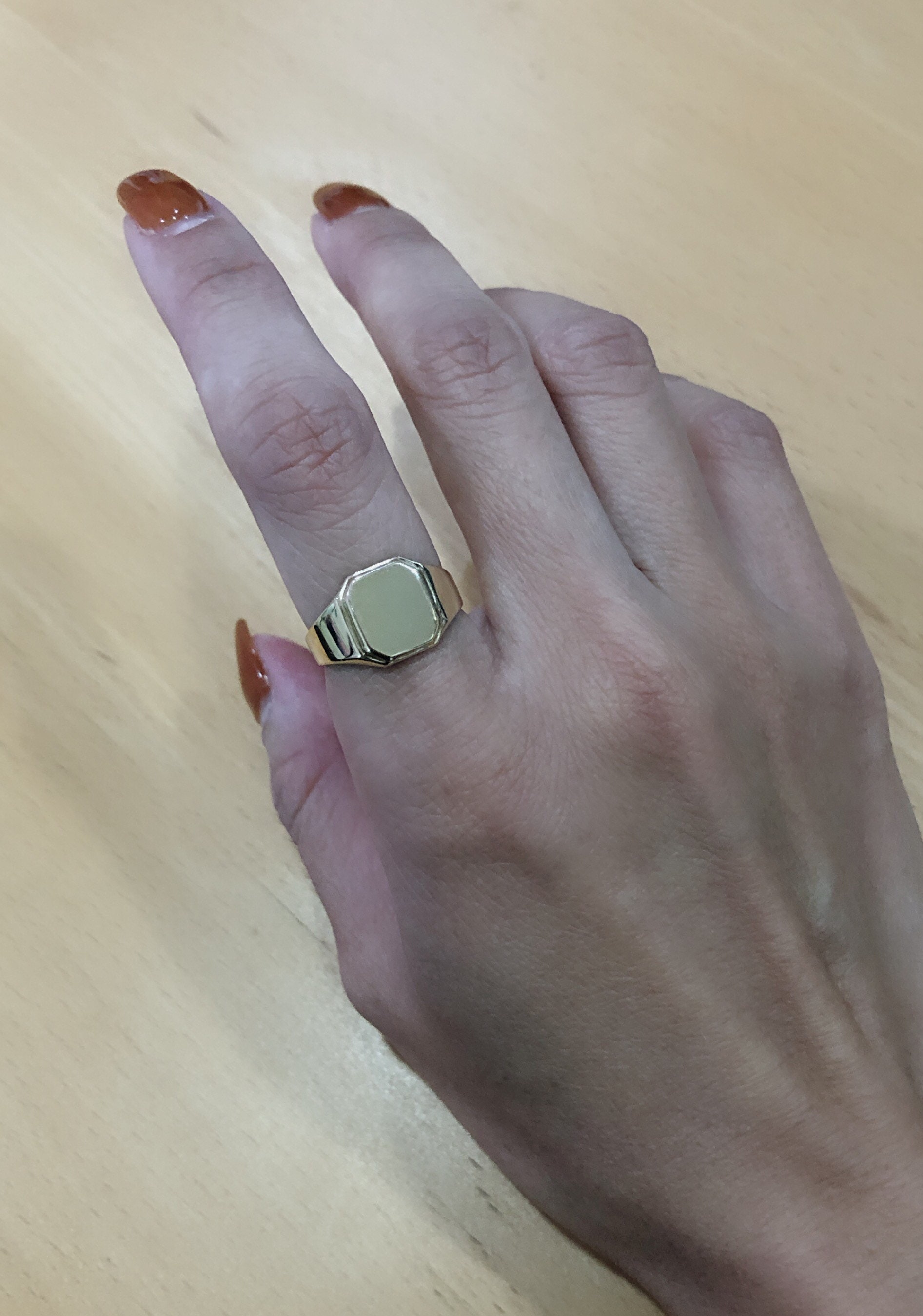 14K Yellow Gold Octagon Signet Ring, Octagon Ring, Gold Signet Ring ...